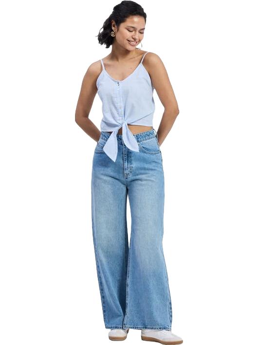 REISTOR Reistor Striped Seersucker Camisole with Front Tie Detail